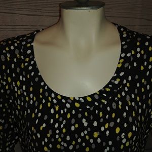 Chaus | Tops | Chaus Tunic Top Black With Yellow Polka Dot | Poshmark